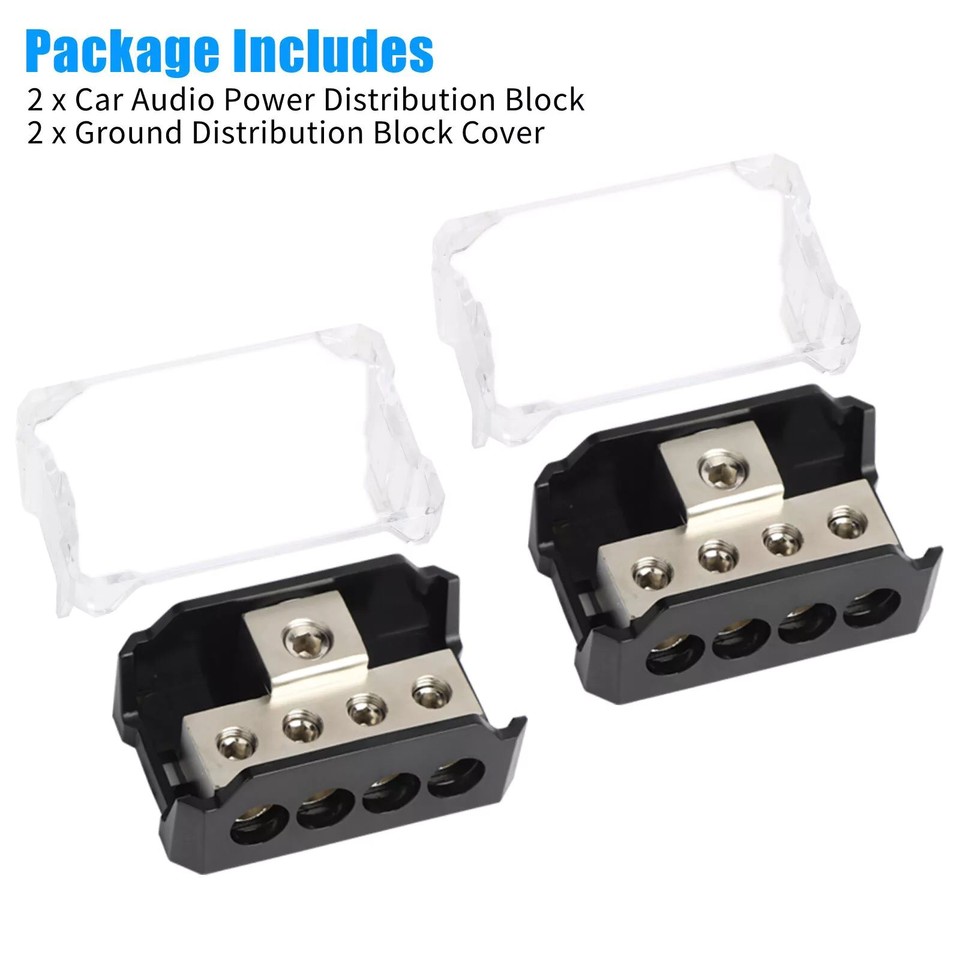 2x New Power Ground Amp Distribution Block Equipped with an Anti ...