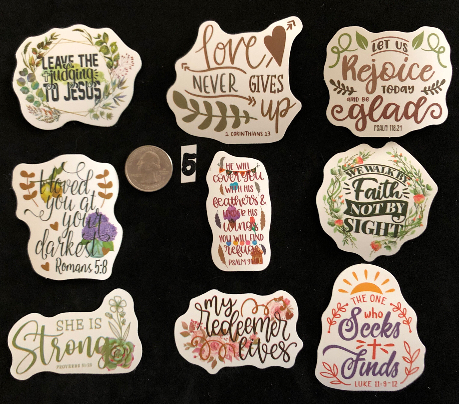 Scrapbook Stickers - Water Bottle Lot of 9 Scripture Religious Stickers ...