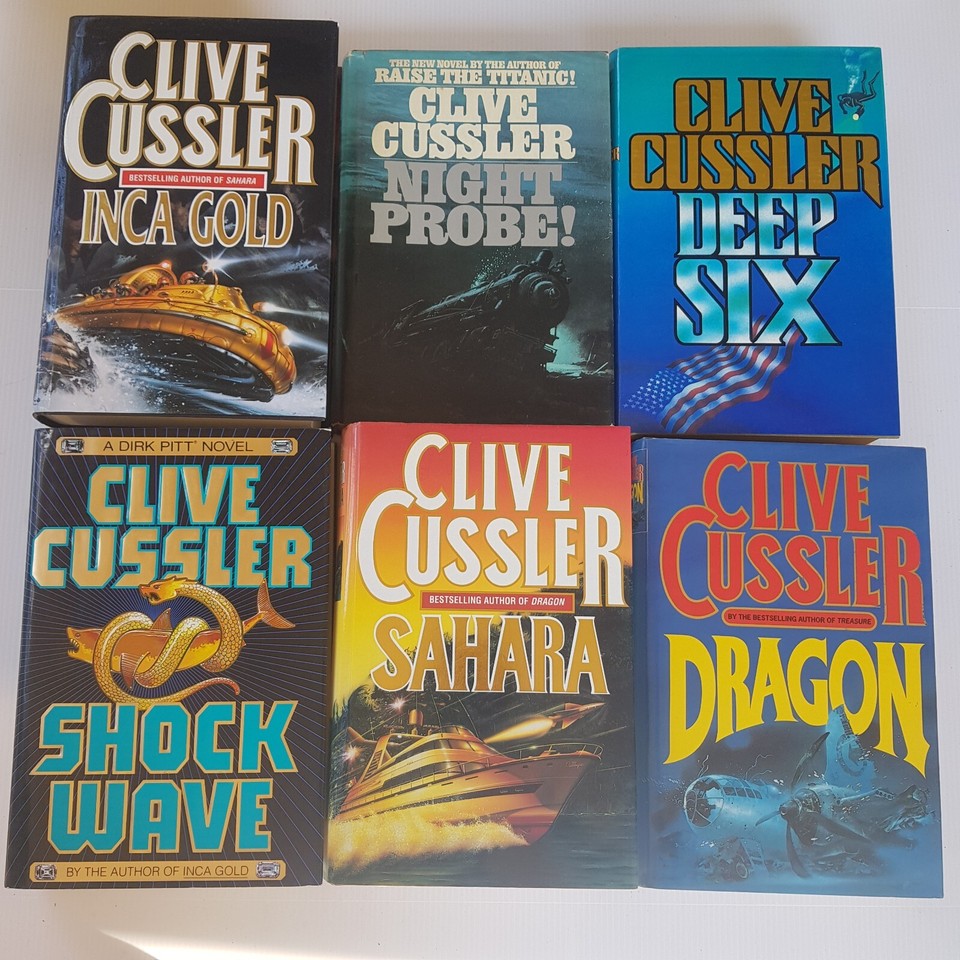 Clive Cussler Books Inca Gold Shock Wave Night Probe Sahara Dragon Deep ...