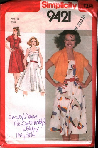 9892 Vintage Simplicity Sewing Pattern Misses Fitted Sundress Bolero ...