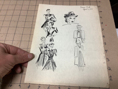 original ART circa 1930s-40's Drawing: 1939 Signed Verna Vicki WOMEN IN ...