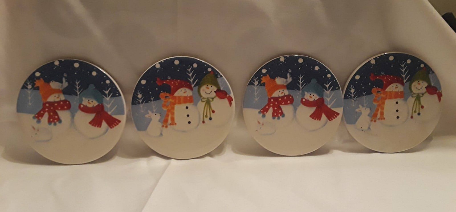 Christmas Coasters Set of Four Holiday Scenes Ceramic Cork Back | eBay