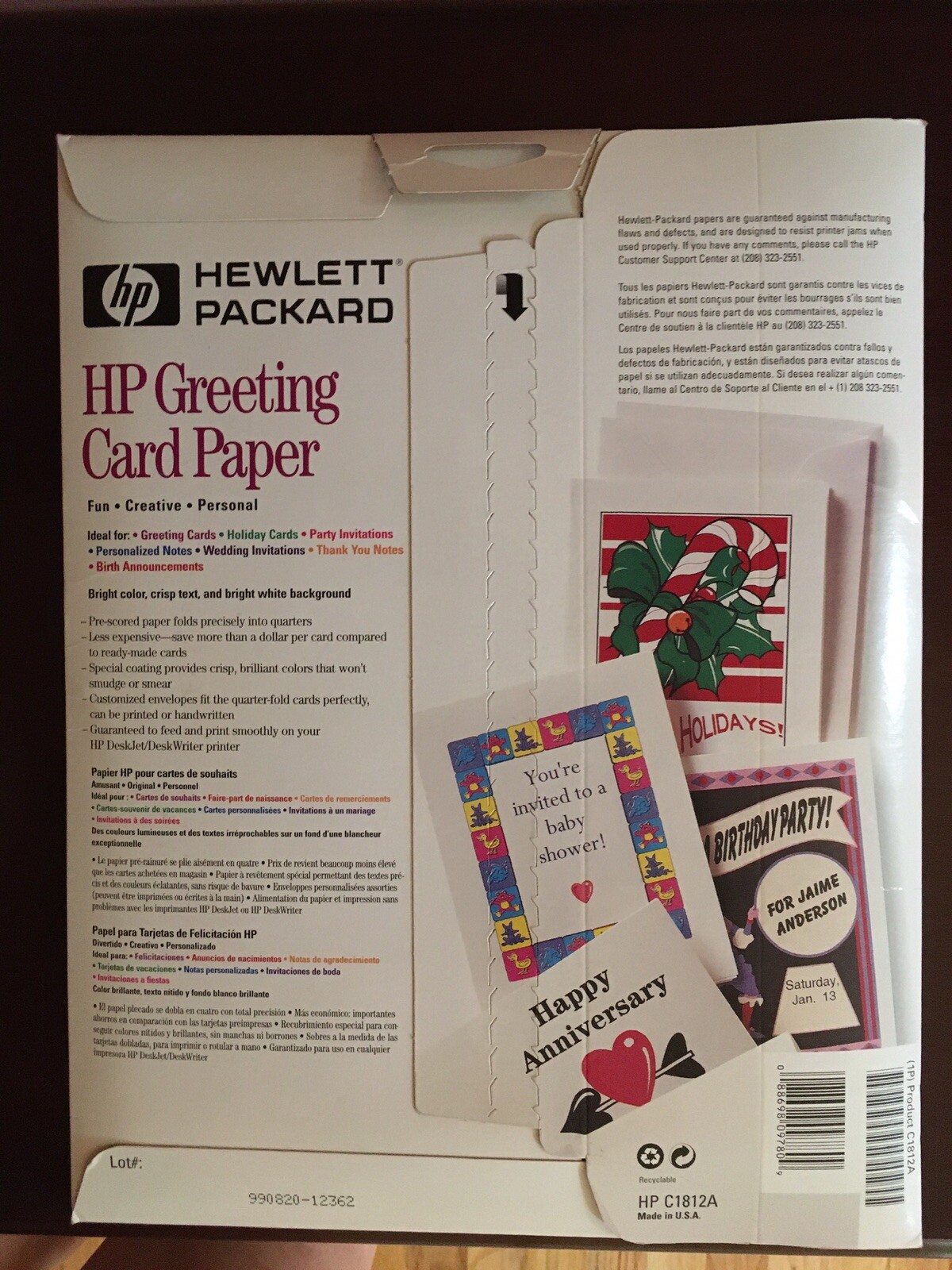 HP Hewlett Packard Greeting Paper and Envelopes Quarter Fold 20 Pack ...