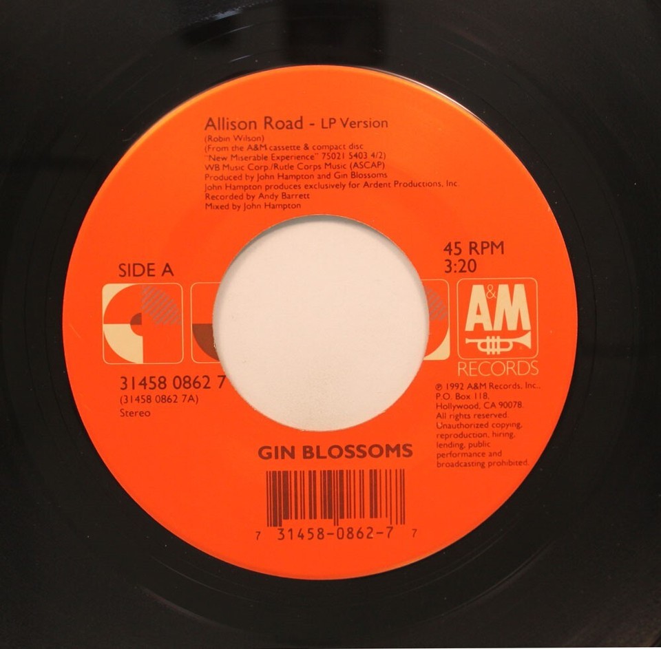 Rock 45 Gin Blossoms - Until I Fall Away / Allison Road On A&M Records ...