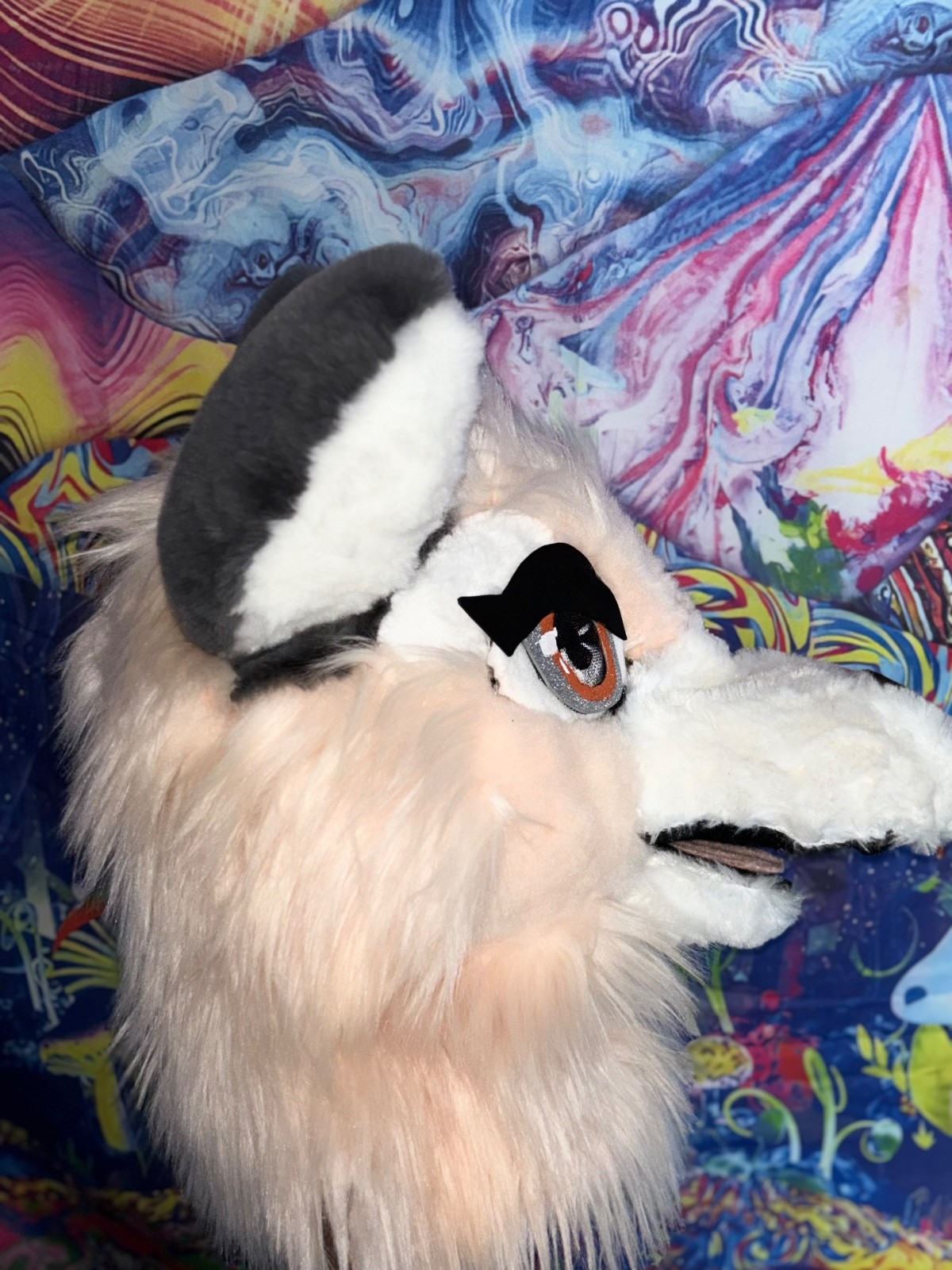 Pink Fursuit Head good condition cosplay handmade - Gem