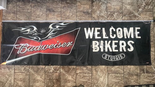 2006 BUDWIESER WELCOME BIKERS STURGIS BLACK BANNER SIGN FLAG VINYL 3 ...