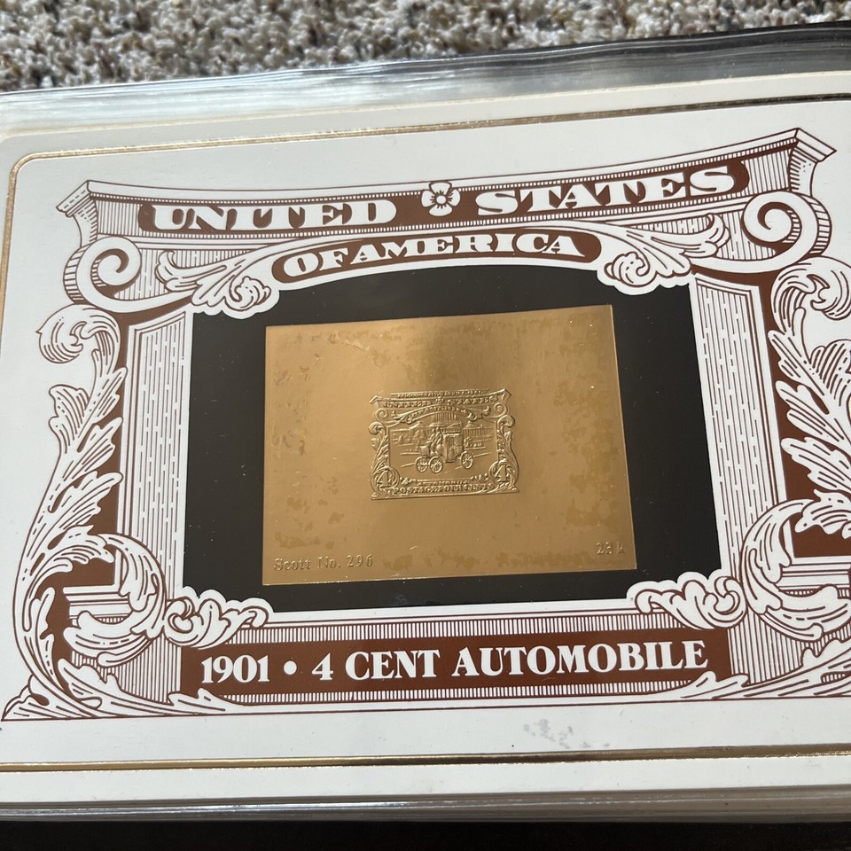 23 Karat Gold Proof Collection US Stamp Classics 33 Stamps W/COA 3.7g ...