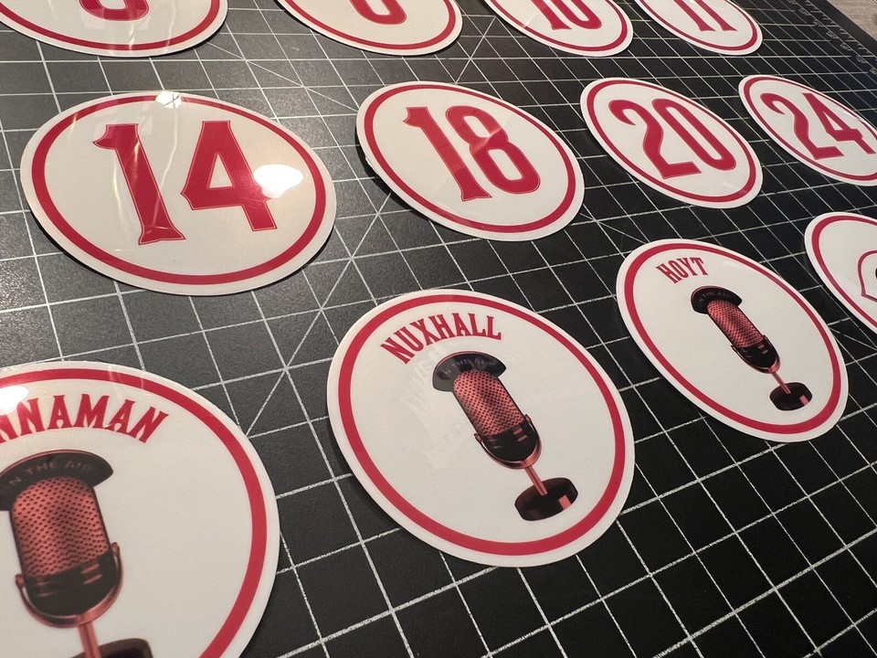 4 SIZES - Cinncinati REDS Retired Numbers and announcers Decal Banners ...