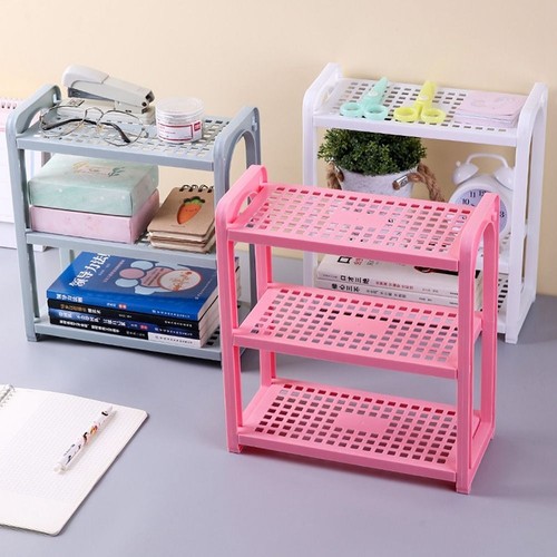 Assembled Plastic Desk Shelves Three-Layer Storage Rack Household | eBay