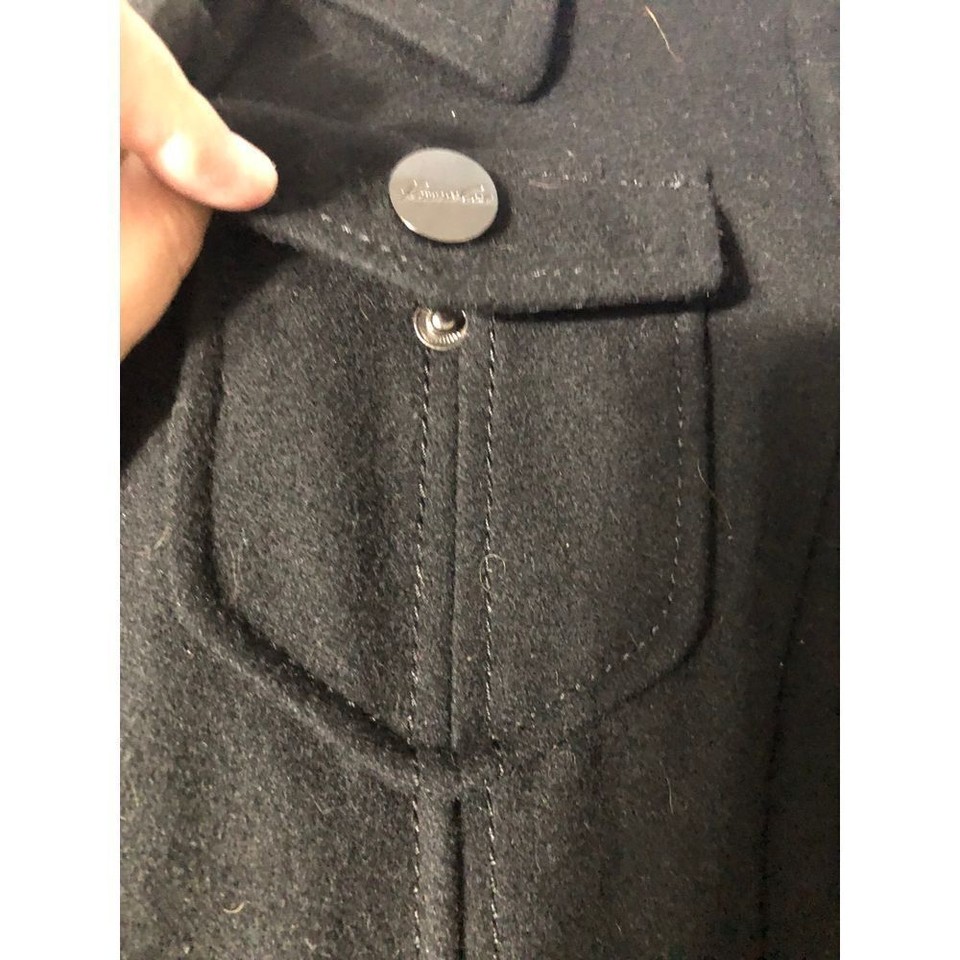 Kenneth Cole black wool blend pea coat, women's size 16 heavy weight ...