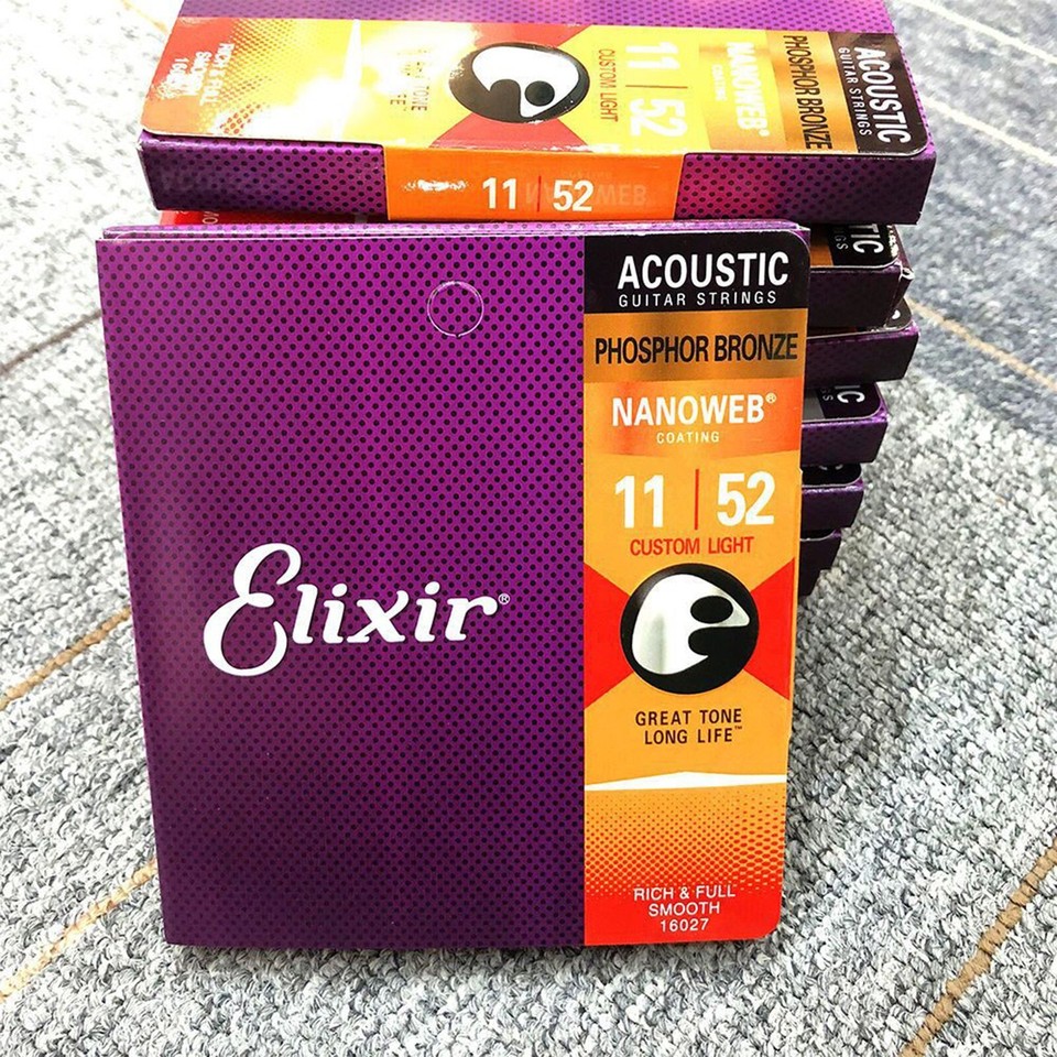Elixir Nanoweb Phosphor Bronze Acoustic Guitar Strings 16027 (11-52) | eBay