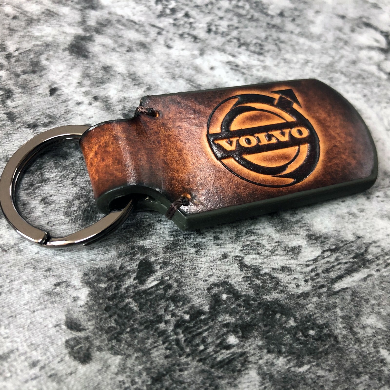 Handmade leather keychain with Volvo Logo in Brown. 1EA | eBay