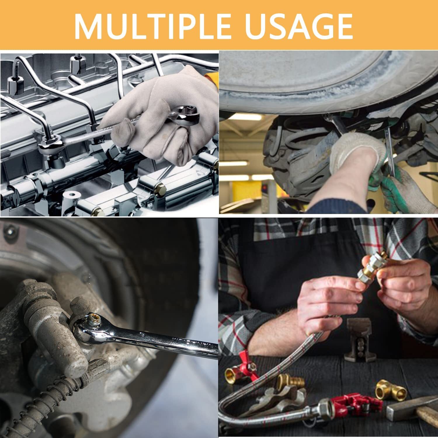 2X Strong Flare Nut Wrench Open-Ended Brake Pipe Spanner set 9mm, 8mm ...