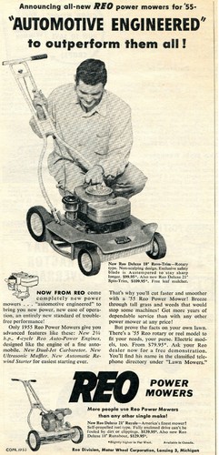 1955 REO Deluxe Power Lawn Mower Print Ad | eBay