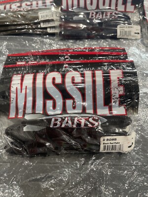 Missile Baits Serious Soft Plastics D Bomb Black Red Flake Qty 6 New In Package | eBay