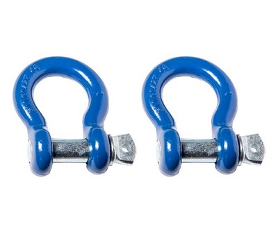 2x 1" D Ring Blue Bow Shackle Screw Pin Zinc Clevis Rigging Towing WLL ...