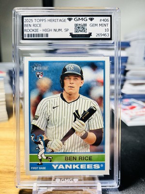 2025 Topps Heritage Ben Rice Rookie GMG Graded 10 Gem Mint 💎 RC #406 ...