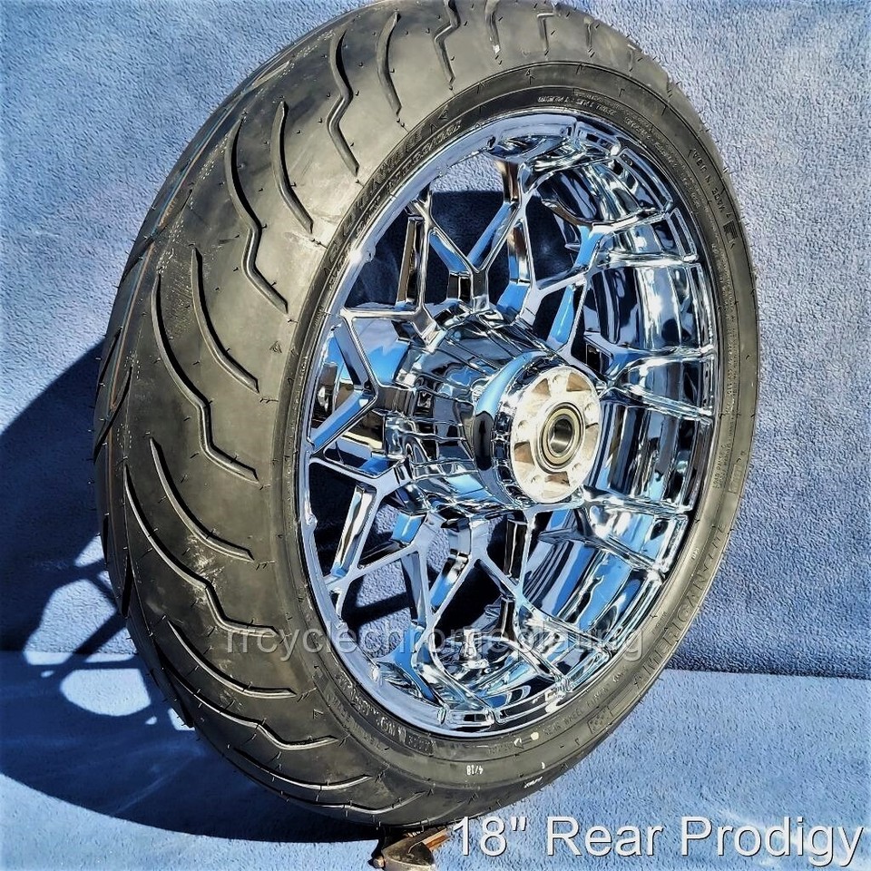 Harley Chrome 21" F 18" R Prodigy Wheels Shinko Tires Rotor 2024-2025 ...
