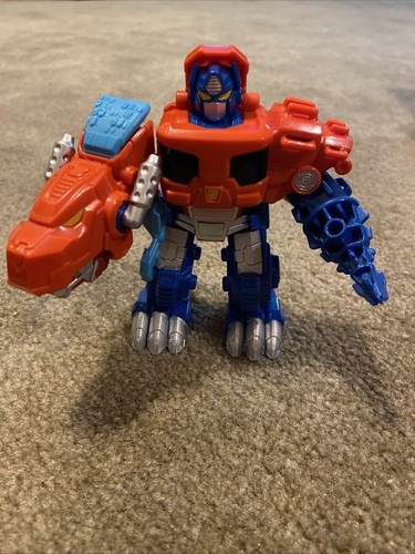 Optimus Prime Dino Bot T-Rex 5" Transformers Playskool Heroes Rescue ...