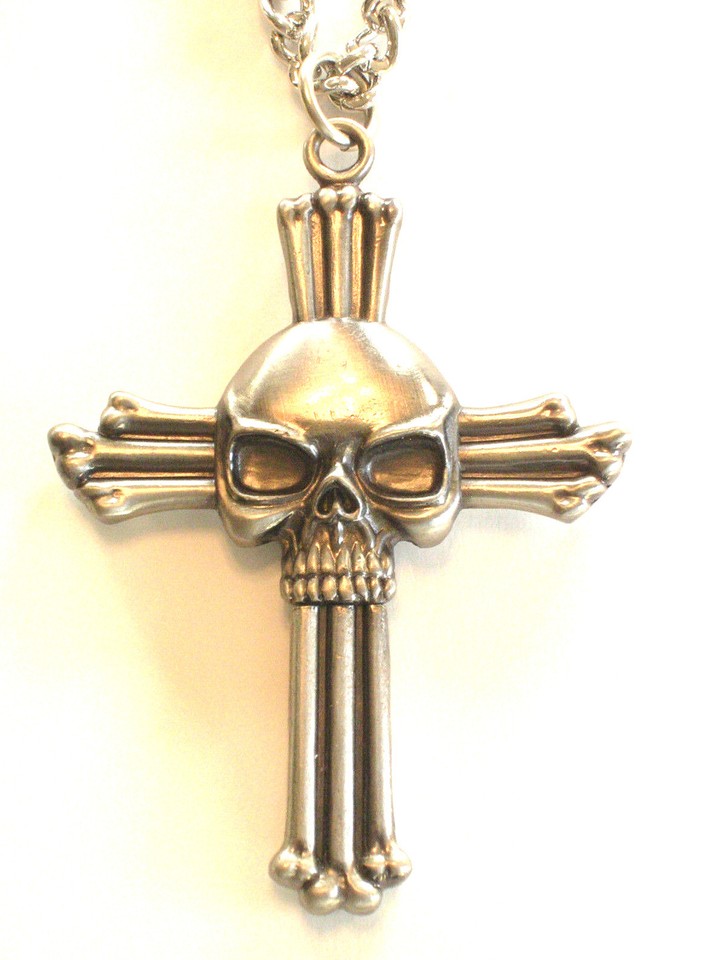 BIKER CHAIN ~ SKULL WITH CROSS OF BONES ~ PENDANT CHARM ~ LETTER OPENER ...