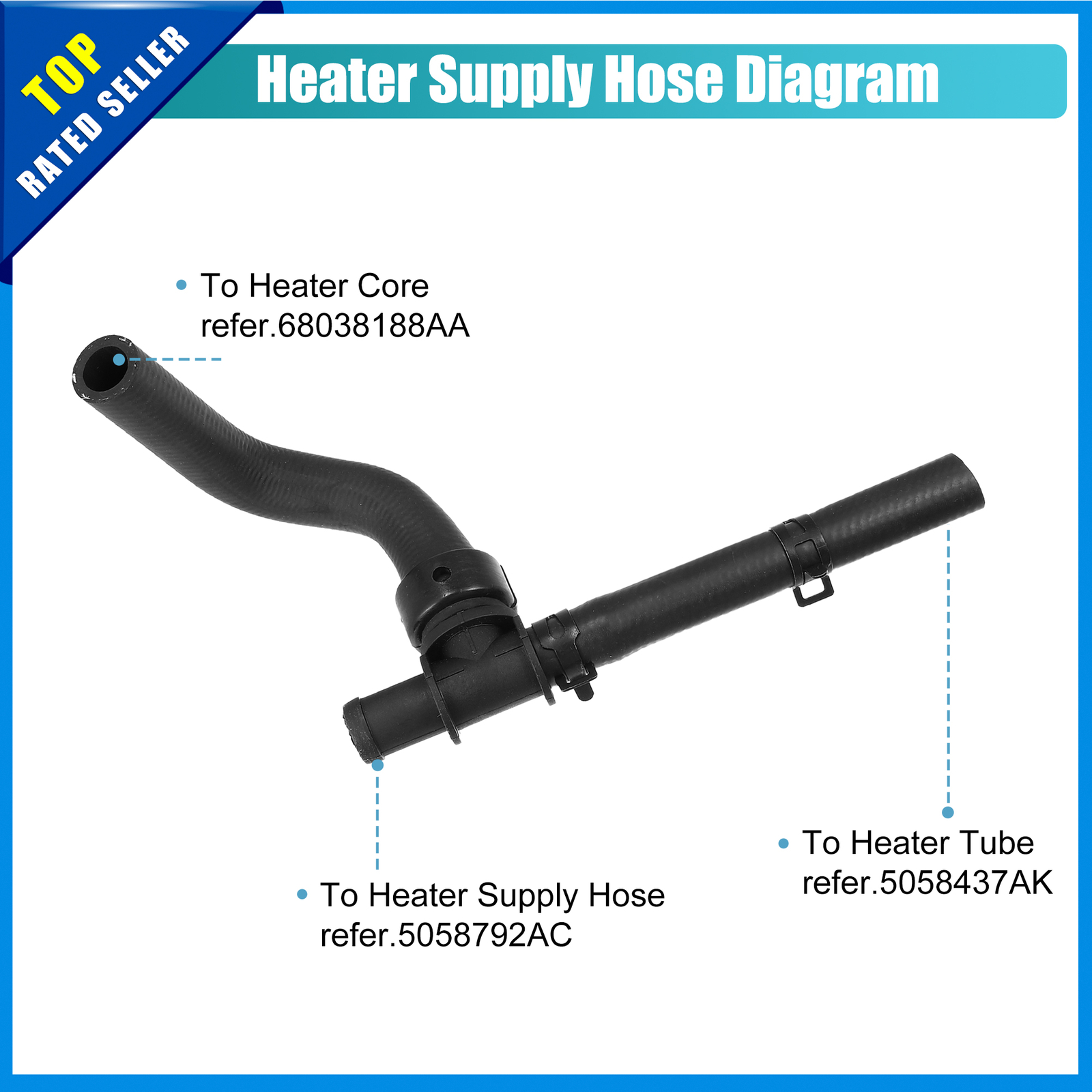 Pack of 1 For Dodge Journey 2.4VVT 2008-2020 Heater Hose Assembly Set ...