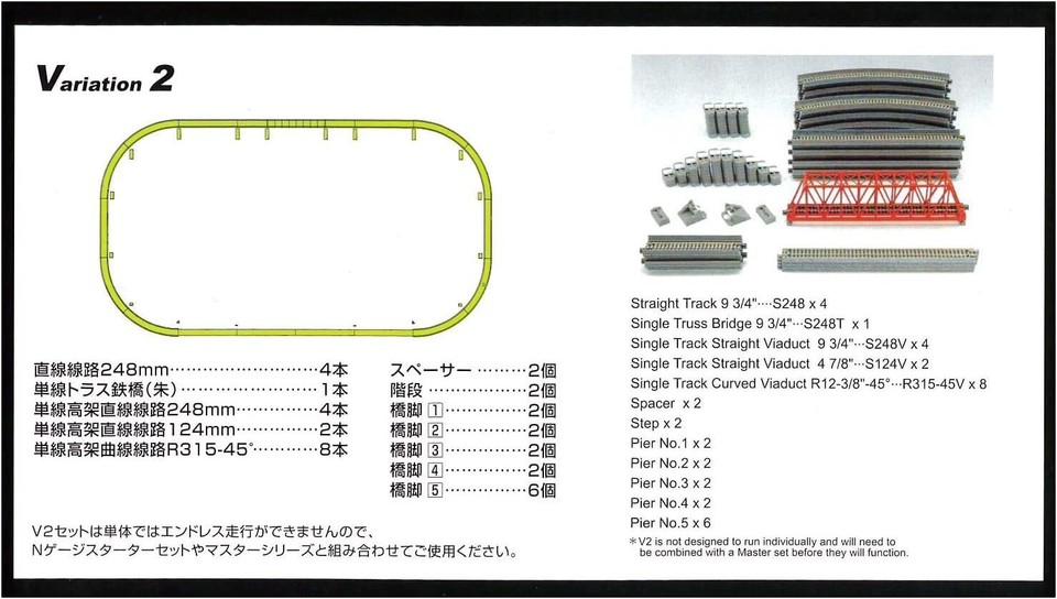 KATO 20-861 N Scale Single Track Viaduct Set UNITRACK Variation Set V2 ...