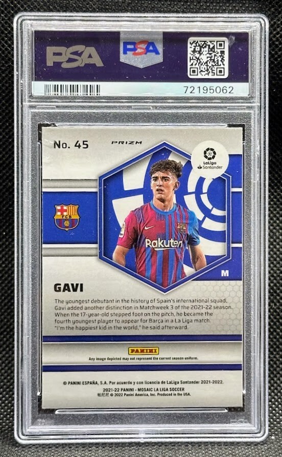 2021-22 Panini Mosaic La Liga =GAVI= Red & Green PSA 10 Rookie RC ...