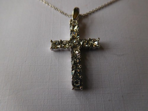 New Lara Roes 18” Sterling Silver Cross Necklace with Swarovski ...