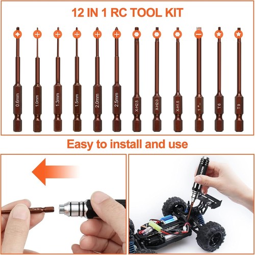Hex Screwdrivers Set 12 in 1 RC Hobby Tools Kit S2 Steel Tool for Brown ...