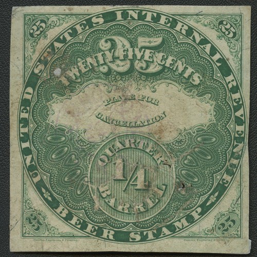 1870 25¢ US Beer Stamp SC#REA16 Faint Cancel Stamp | eBay