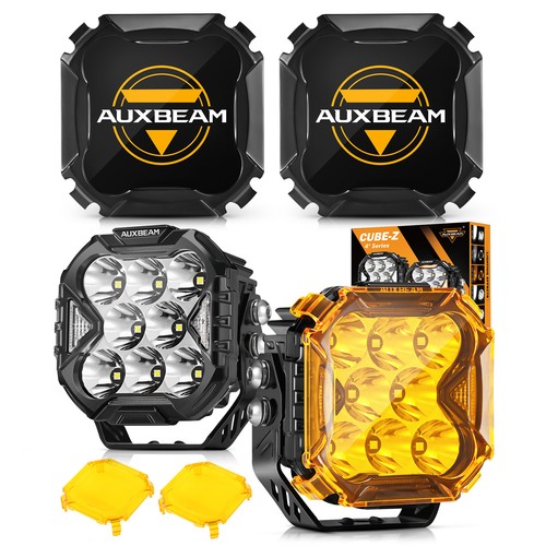 AUXBEAM 4" Spot LED Cube Pods Driving Lights w/ DRL Turn Signal+BLK ...