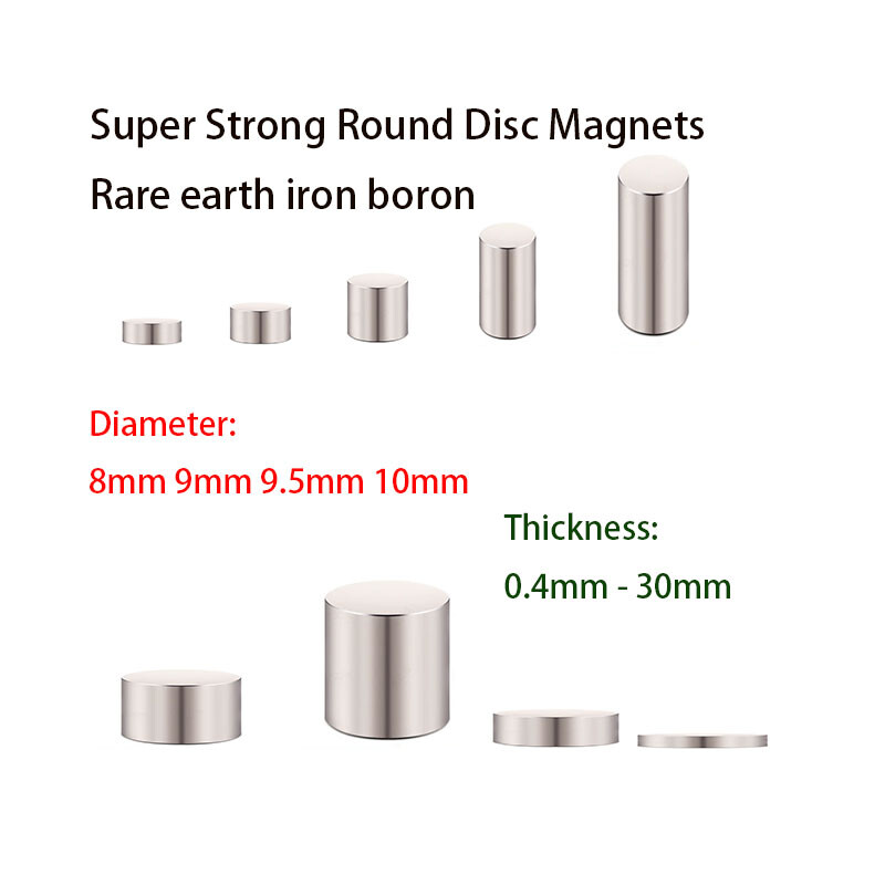 Round Disc NdFeB Magnets N35 Dia 8mm-10mm Thick 0.4-30mm Super Strong ...