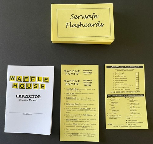 Waffle House Serv Safe Index Cards + Manager Trainee Items | eBay