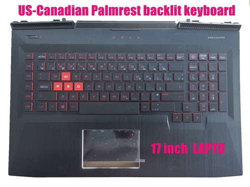 US-Canadian Palmrest backlit keyboard for HP 17-AN/17T-AN000/17T-AN100 ...