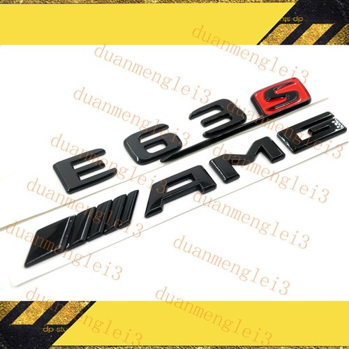E-CLASS GLOSS BLACK SET AMG E63 SREAR TRUNK BADGES EMBLEMS STICKER | eBay