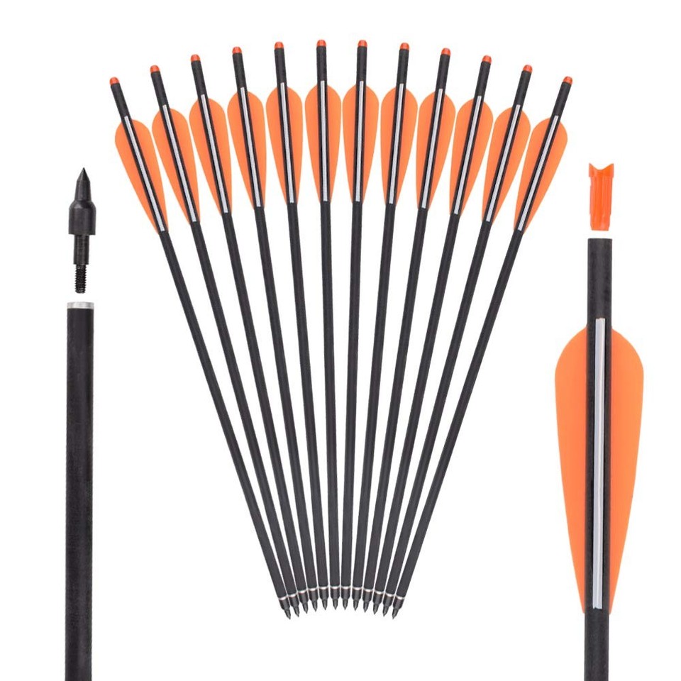 Carbon Crossbow Bolts 22 Inch Hunting Archery Arrows with 4" Vanes ...
