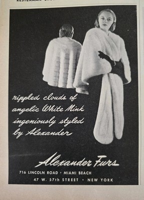 1947 Alexander Furs women's white mink fur coat vintage Fashion ad ...