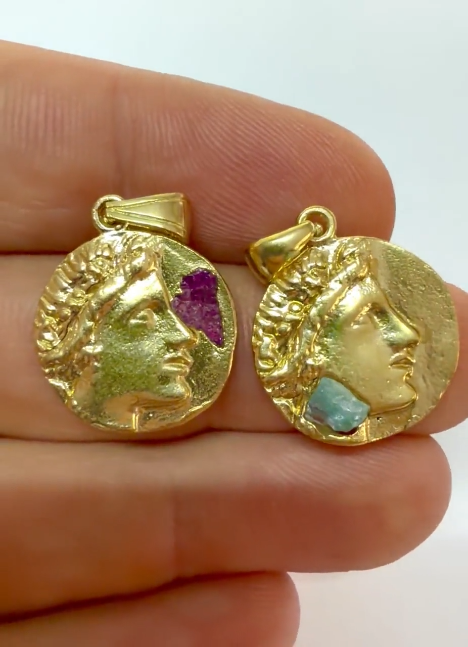 Disc Coin Handmade Charms, Natural Stone Earrings Necklace Pendants ...