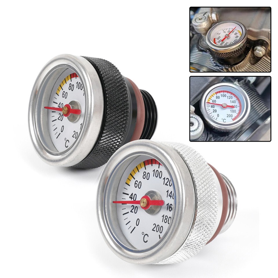 M20x1.5 Oil Temp Temperature Gauge Filler Cap For Motorcycle 0-200 ...