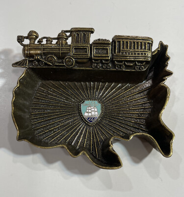 VINTAGE Metal Train Railroad ASHTRAY 3D United States 444 Connecticut ...