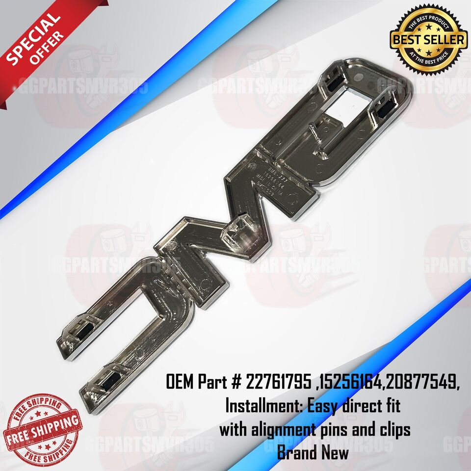 GMC Front Grille Emblem Badge Logo 17" Red Chrome 2007 -2017 GMC Sierra ...