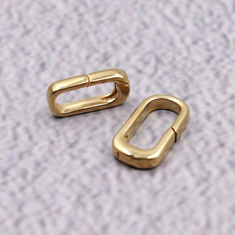 Solid Gold Oval Snap Push Connector Lock Metal Lobster Clasps Jewelry ...