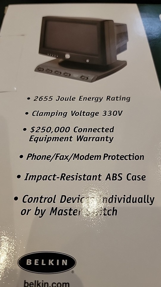 Belkin 5 outlet Surgemaster F9M520-08-GRY - Brand New - Original ...