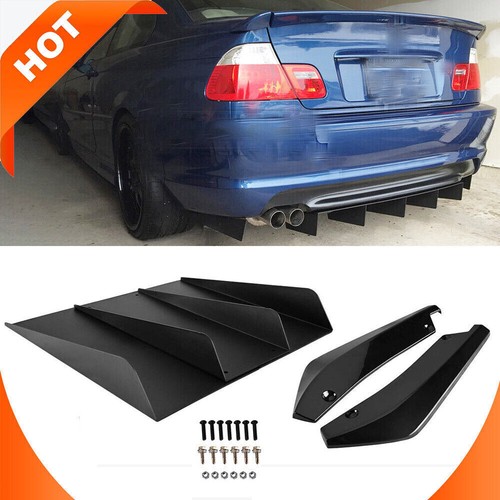 For BMW E90 328i 335i Rear Diffuser 4Fins Bumper Splitter Spoiler Lip ...
