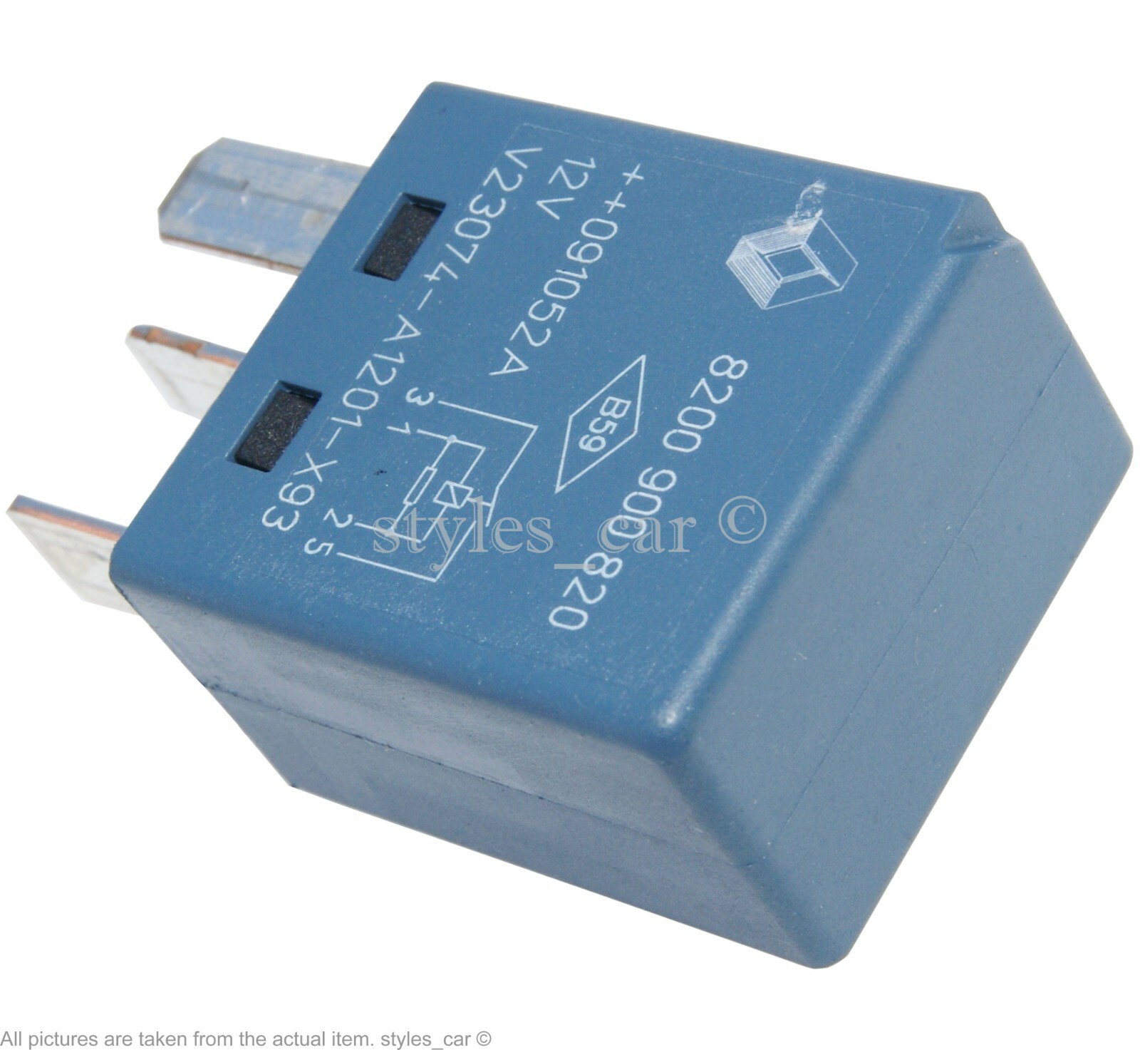 8200900820 Genuine Renault (2008-2015) 4-Pin Blue Relay Tyco V23074 ...