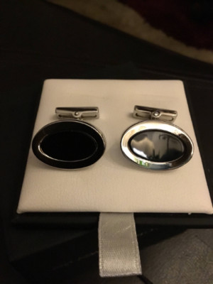 Kenneth Cole Oval Concave Black Enamel Cufflinks | eBay
