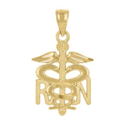Solid Real 14kt Yellow Gold Womens RN Nurse Pendant Charm Small Tiny | eBay