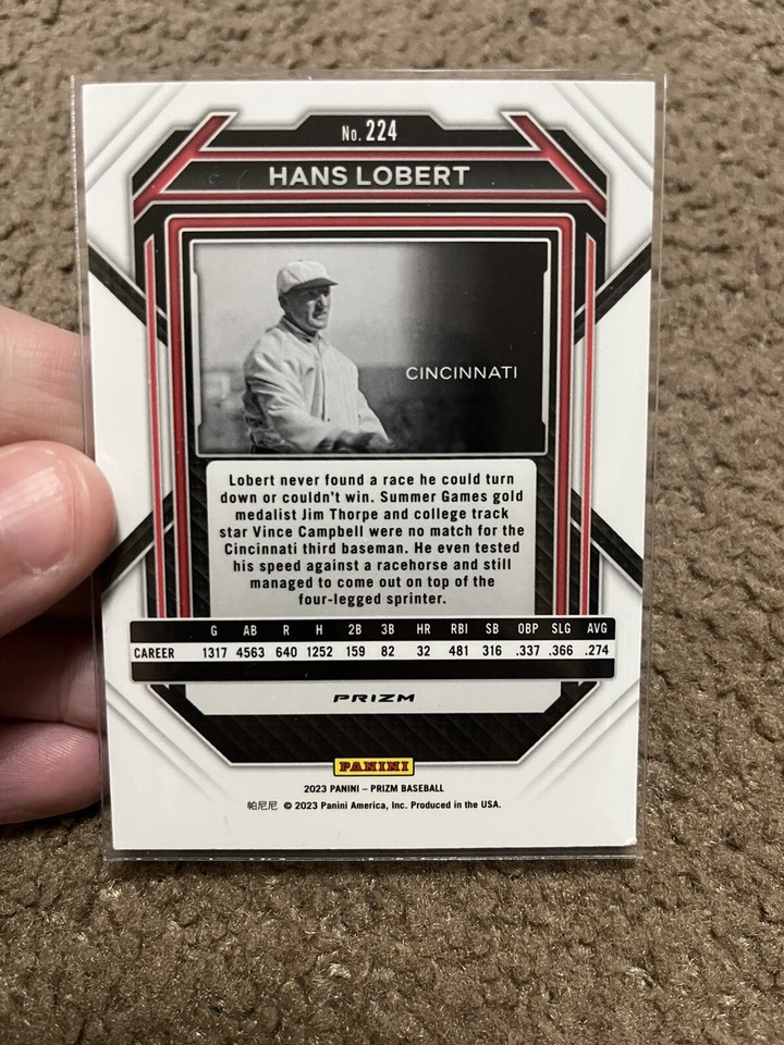 2023 Panini Prizm Baseball Hans Lobert Pink Cracked Ice Parallel Reds ...