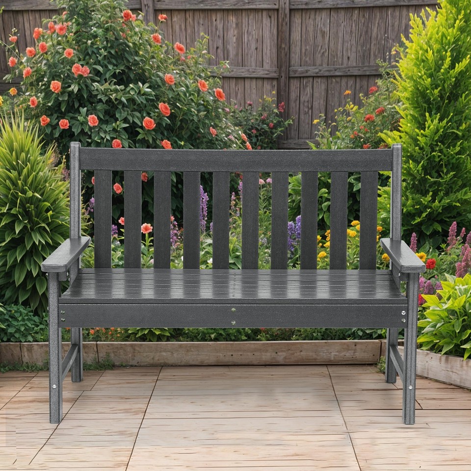 Outdoor Garden Bench Polyethylene Heavy Duty Patio Park Curved Seat ...