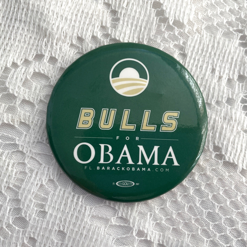 USF SOUTH FLORIDA BULLS FOR OBAMA 2 1/4" CAMPAIGN BUTTON PIN | eBay